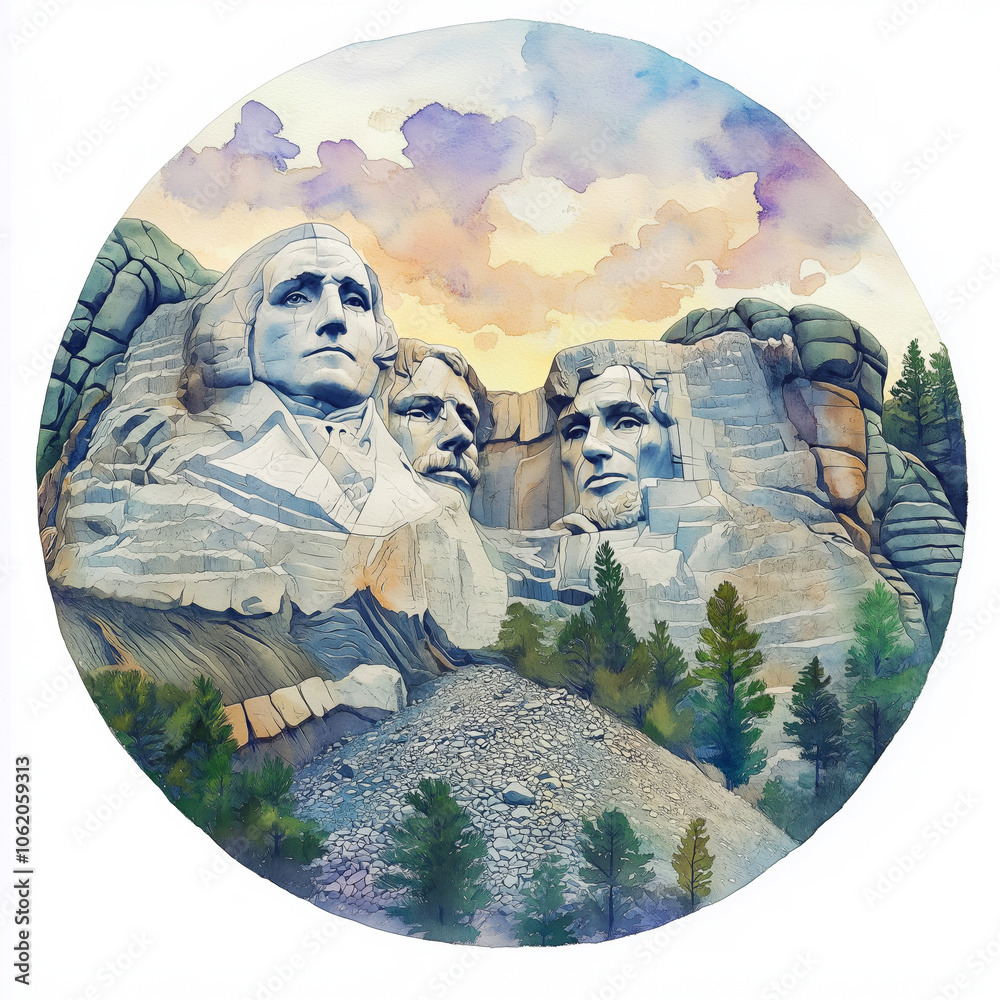 Mount Rushmore. Mount Rushmore hand-drawn comic illustration. Vector ...