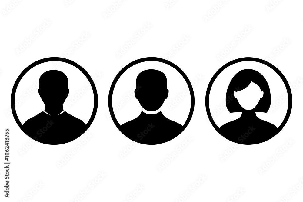 User profile icon set. Profile, people silhouette, person, avatar, sign ...