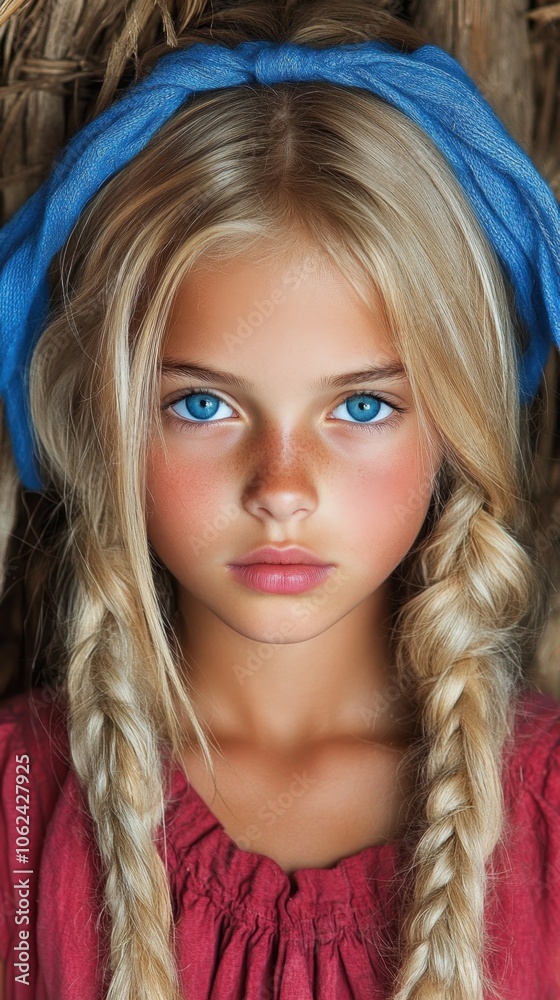 Young Russian Woman in National Attire with Traditional Patterns in ...