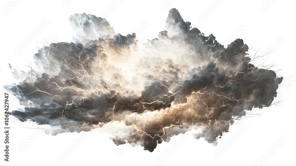 Lightning bolt within a thundercloud with a transparent texture. Stock ...
