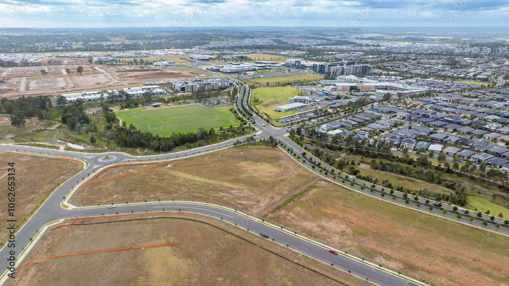 Stock-Foto „Drone aerial photograph of construction and infrastructure ...