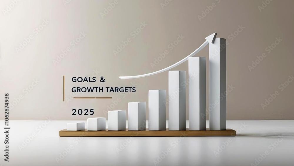A sleek graph showcasing growth targets for 2025, with ascending bars ...