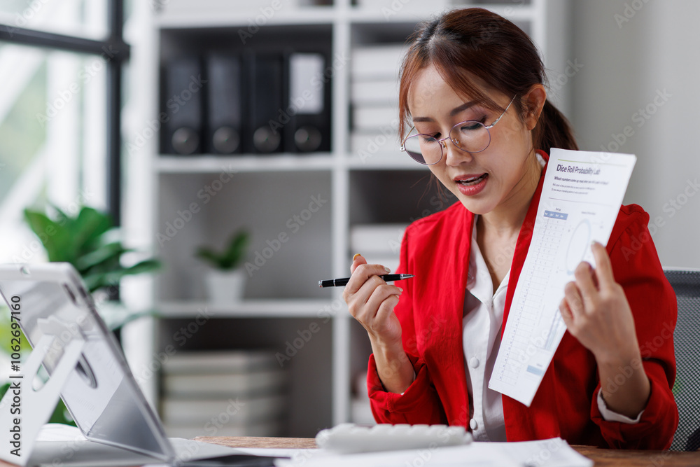 Businesswoman hands working in Stacks of paper files for searching and ...