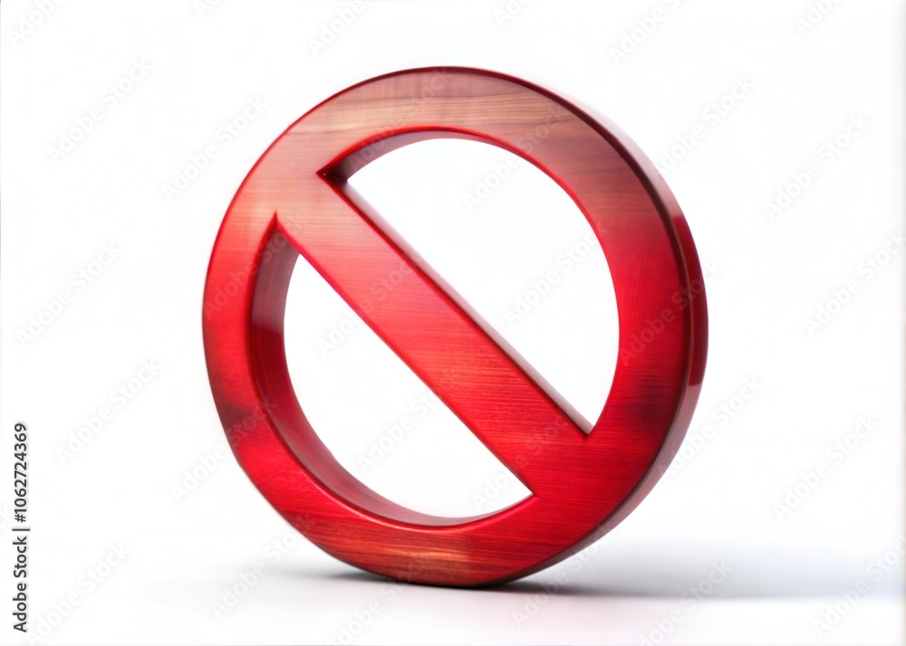 3d red prohibited sign no icon warning stop symbol isolated on white ...
