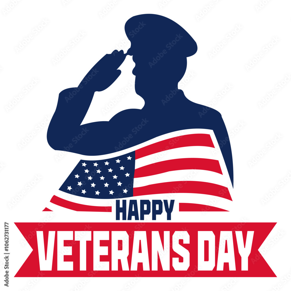 happy veterans day american flag and soldier vector Veterans Day banner ...