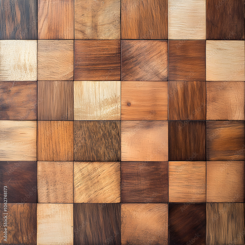 Wood checkered background with different shades of natural wood Stock ...