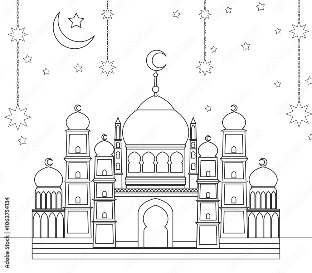Ramadan Coloring Pages Vector coloring page for Islamic coloring book ...