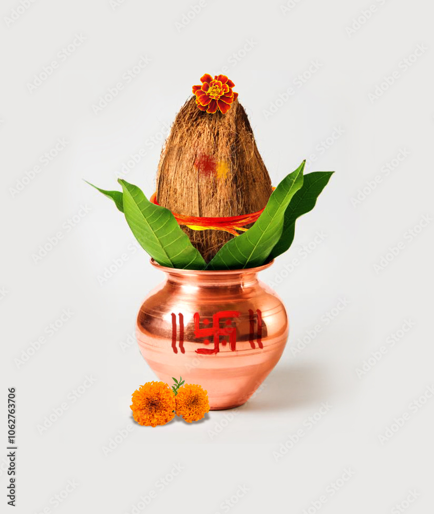 Navratri Kalash sthapana and Puja. Indian Hindu traditional mangal ...