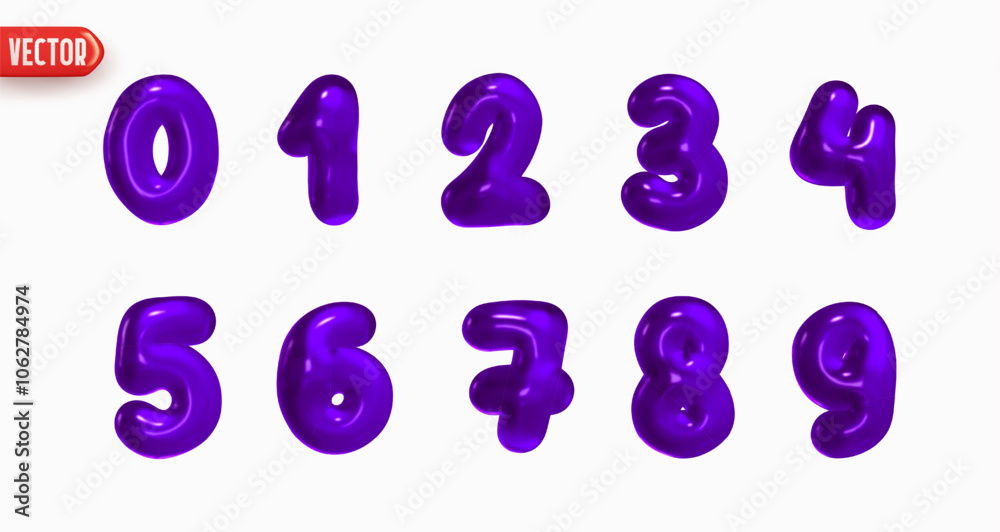 Set of numbers from 0 to 9 in style of Christmas candy jelly in ...