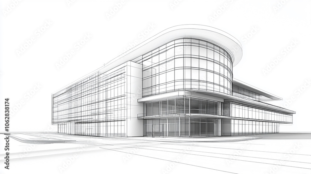 Stock-Illustration „Abstract black and white architectural sketch of a ...