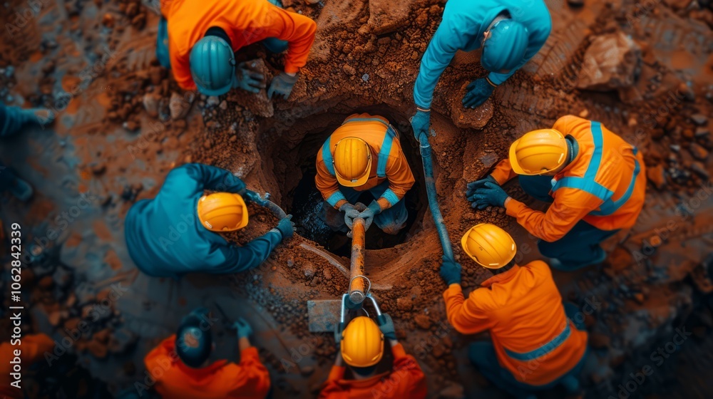 Workers Respond to Trench Collapse Accident Stock Illustration | Adobe ...
