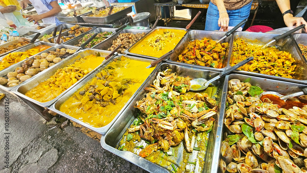 Delicious Street Food Market: A vibrant array of Thai curries and ...