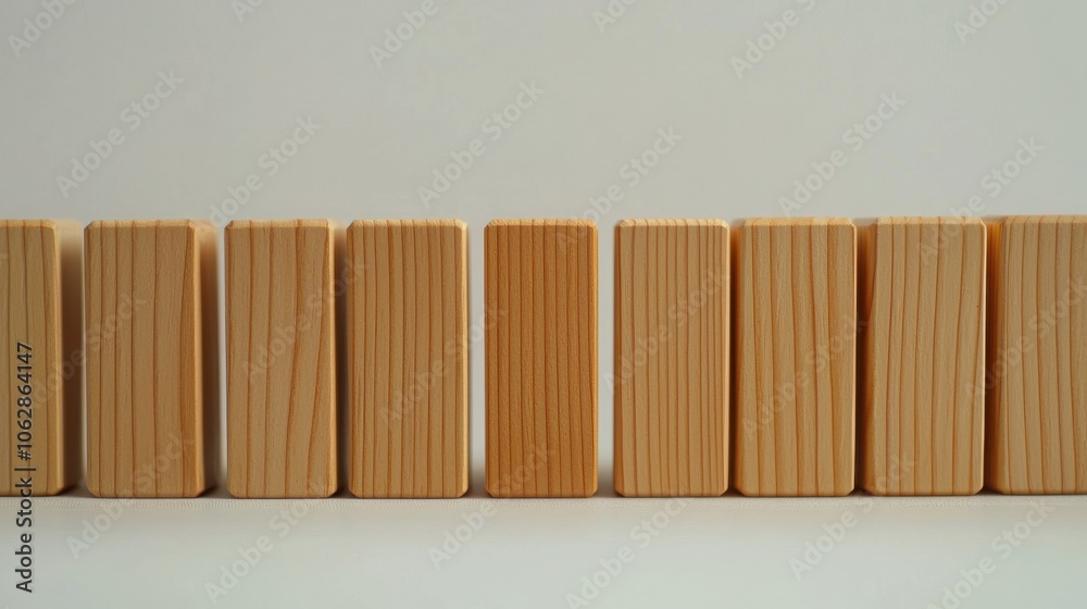 A simple row of wooden blocks, showcasing a minimalistic and organized ...