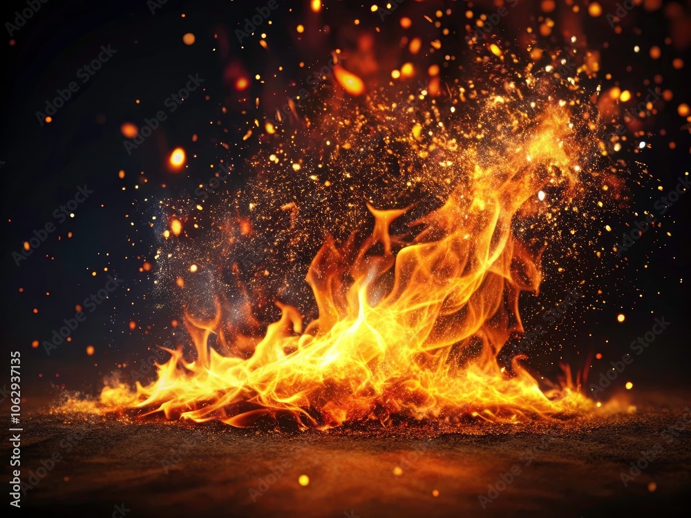 Beautiful Abstract Fire Particles Animation with Ember Sparks on Dark ...