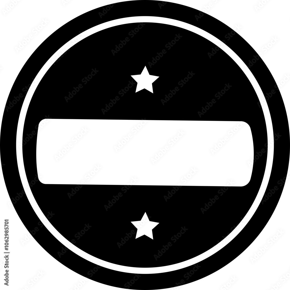 Stamp icon, blank circle label stamp. Empty rubber stamp icons. Black ...