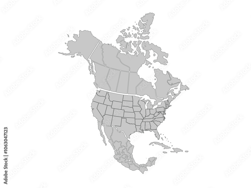 North America map isolated on white background. for website layouts ...