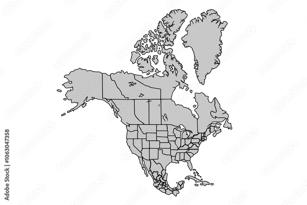 North America map isolated on white background. for website layouts ...