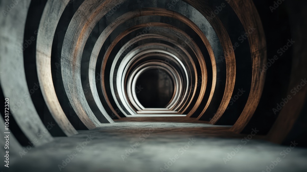 An intriguing view inside an endless tunnel of concentric arches ...