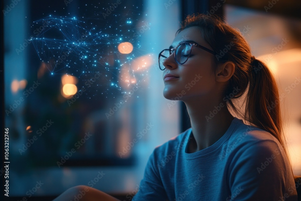 Mental health support with AI, visualized by an AI assistant providing ...