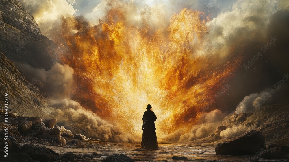 Ilustración de Stock dramatic image of Lotâ€™s wife turning into a ...