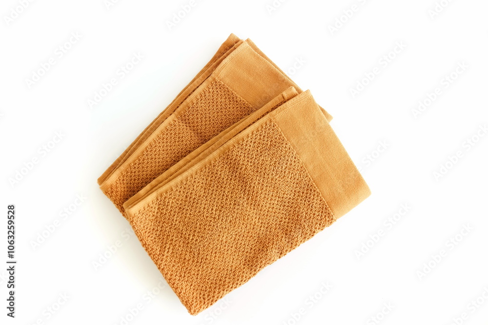 Bath towels brown color top view isolated on white background. Pantone ...