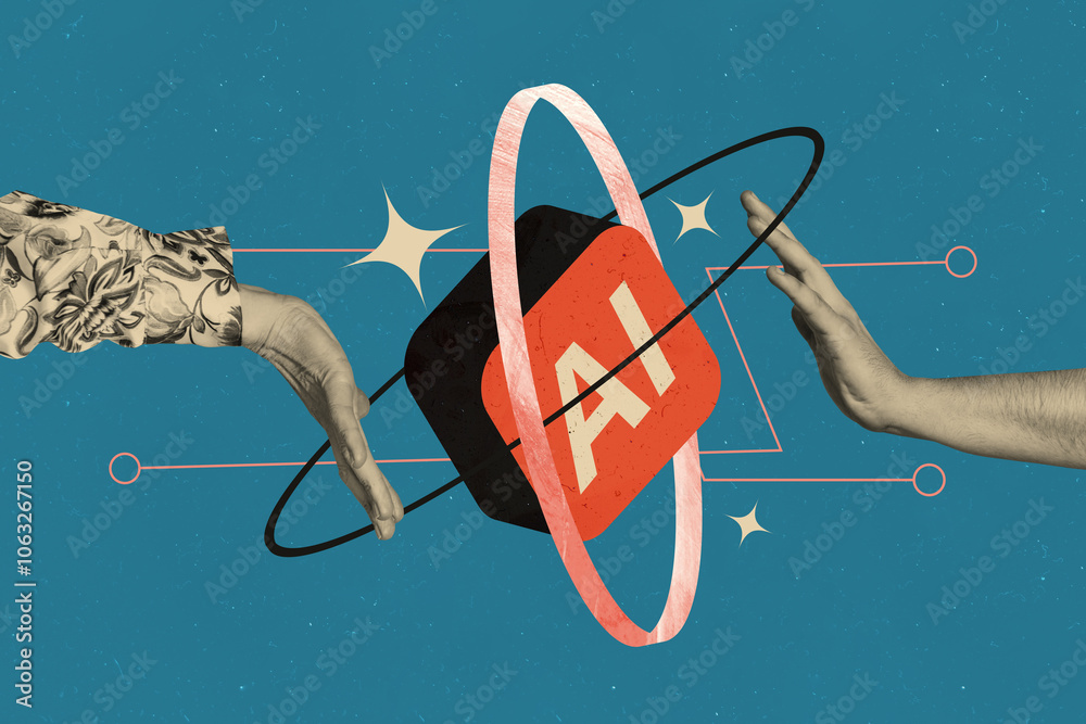 Composite trend artwork sketch image collage of intelligence assistant ...