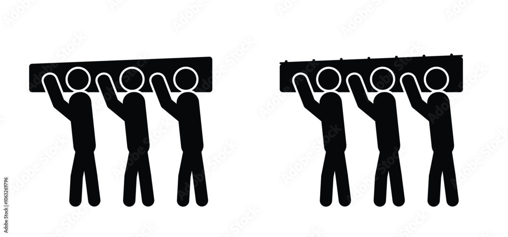 Cartoon coffin bearers or coffin bearer. Funeral, mourning traditional ...