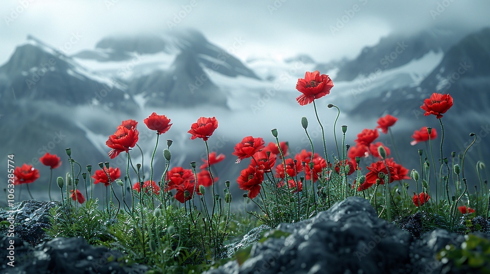 Red poppy as a symbol of memory for the fallen in the war. Suitable for ...