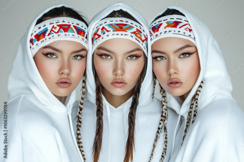 female models wearing white hoodies Stock Photo | Adobe Stock