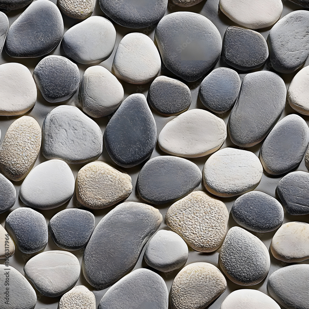 Seamless Arrangement of Smooth Round Pebbles - Natural Stone Texture ...