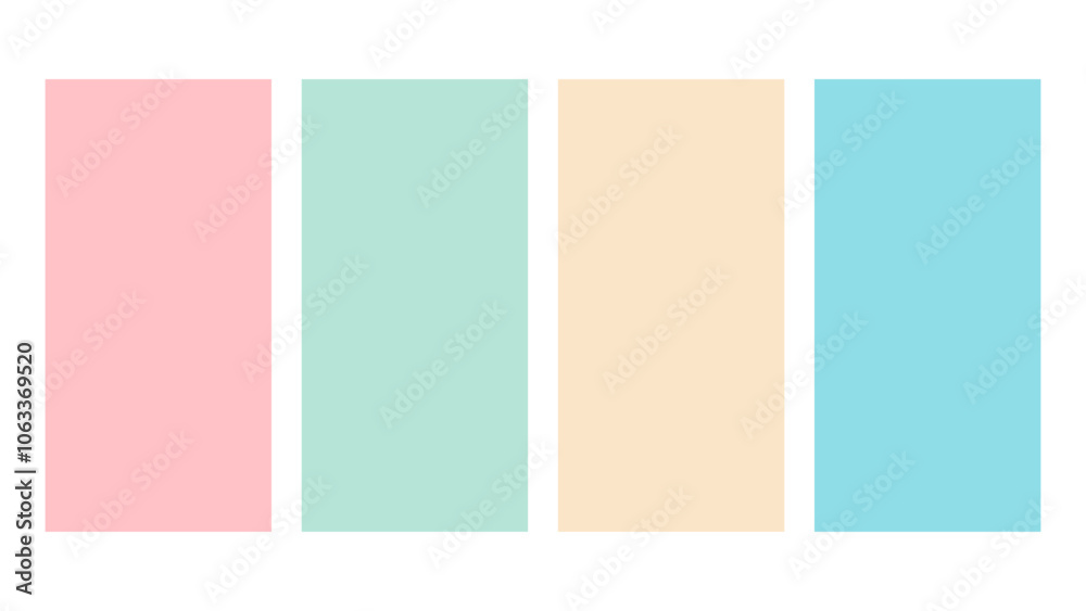 Rosewater, Spearmint, Peach, Turquoise color palette. Set of bright ...