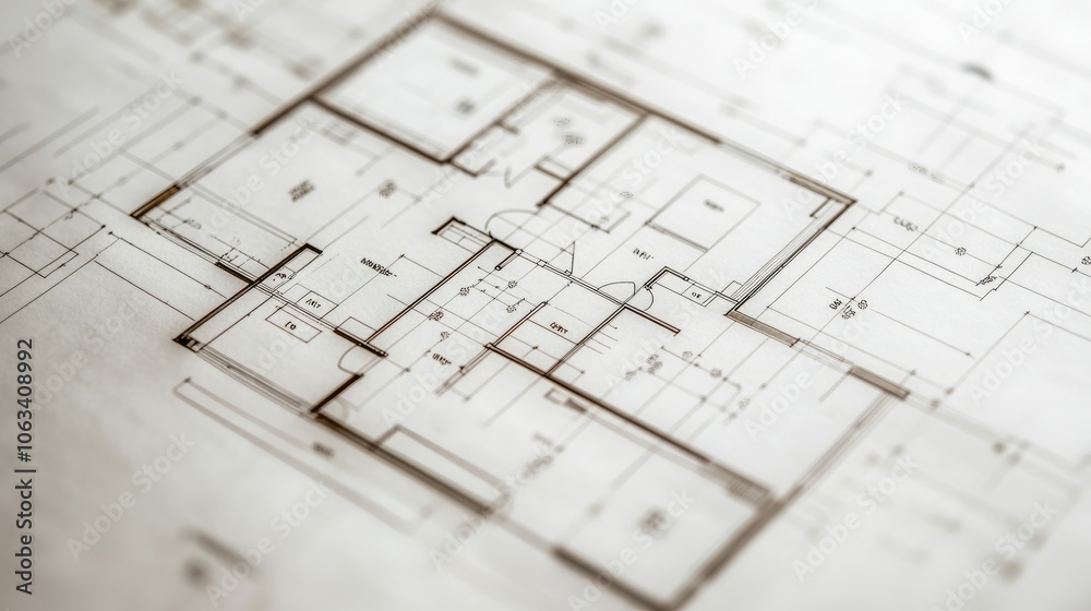 Zoomed-in view of a residential floor plan with labeled rooms ...