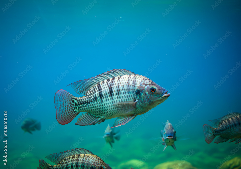 Group of nile tilapia fish swimming in the ocean Stock Photo | Adobe Stock