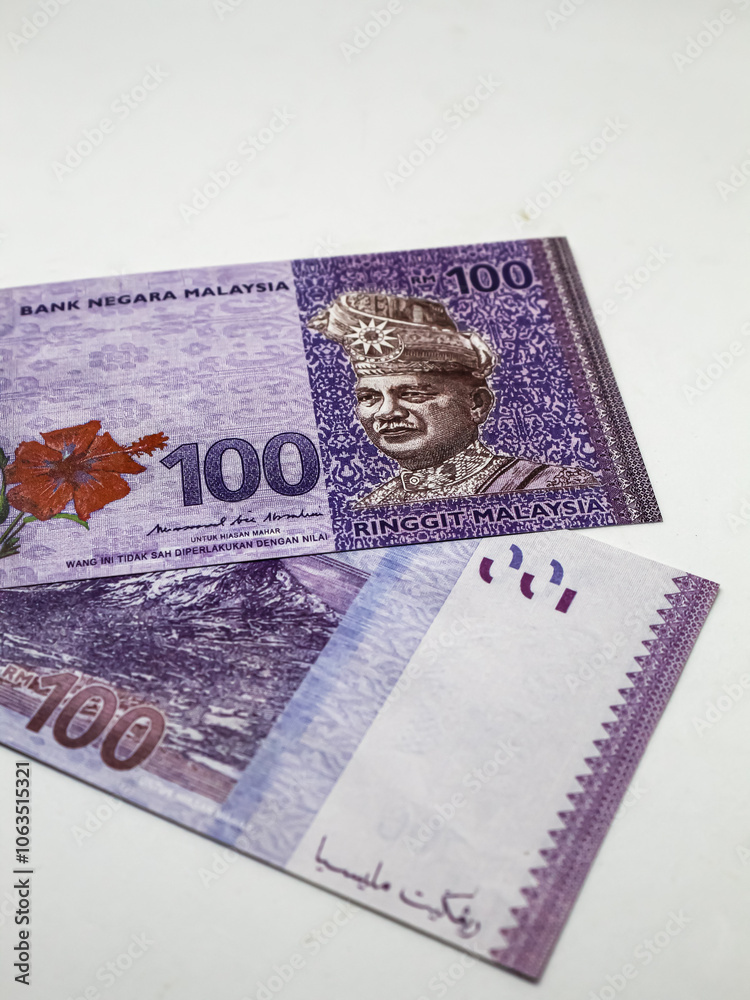 Replica of one hundred Malaysian ringgit isolated white Stock Photo ...