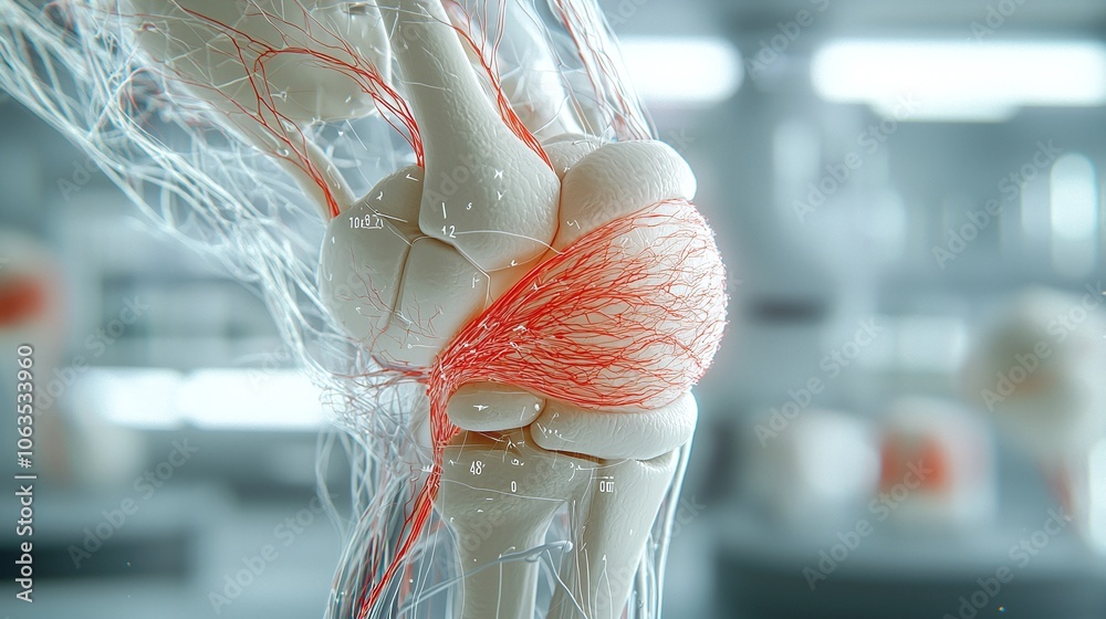 Illustrated Knee Joint with Ligament Injury Anatomical view of the knee ...