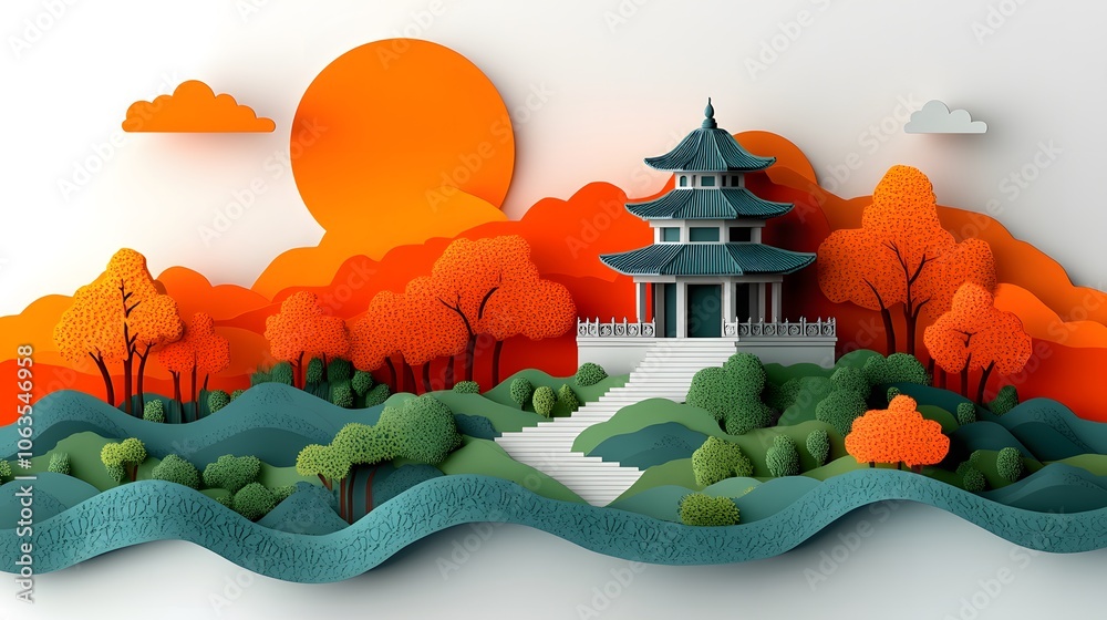 Papercut style for Nepal National Day featuring layered designs of the ...