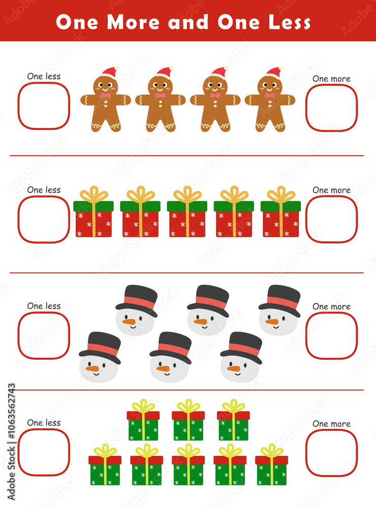 Christmas activity sheet. One More One Less Picture And Number ...