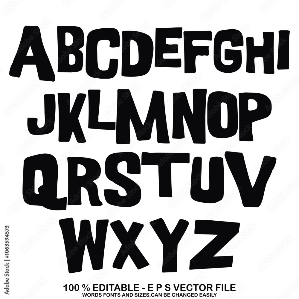 black and white hand lettering alphabet design, handwritten brush ...