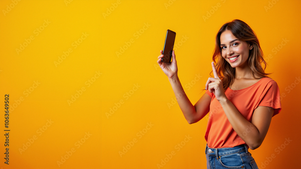Confident Woman with Smartphone: Perfect for Tech Ads, Mobile App ...