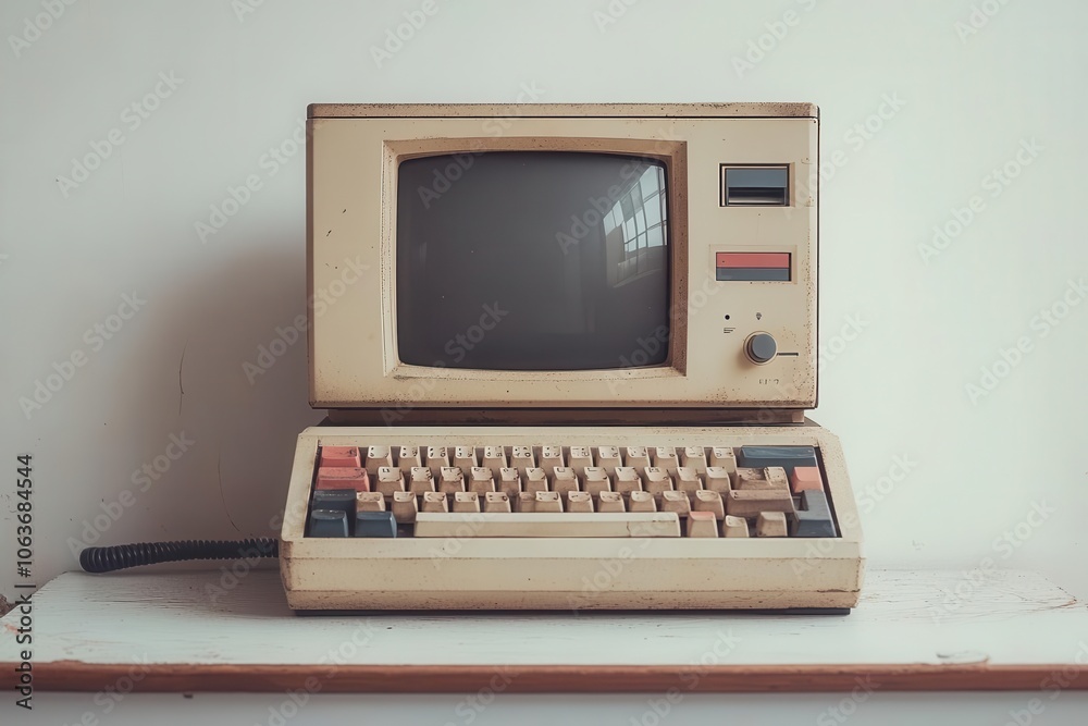 nostalgic personal computer from the 1980s complete with keyboard ...