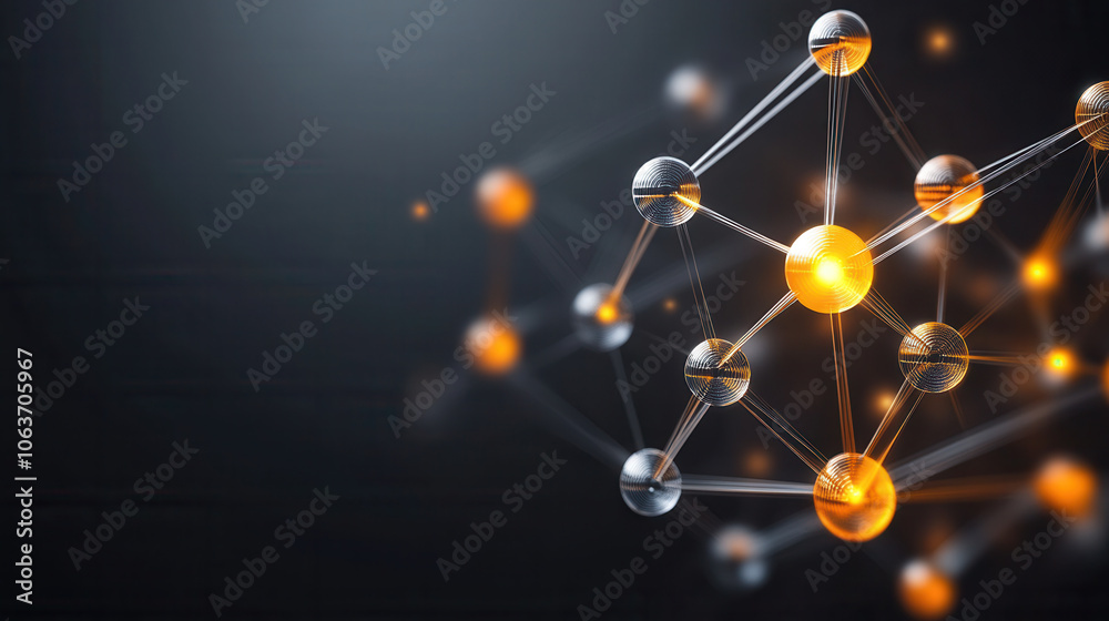 Visualize crystal lattice atomic structure with interconnected spheres ...