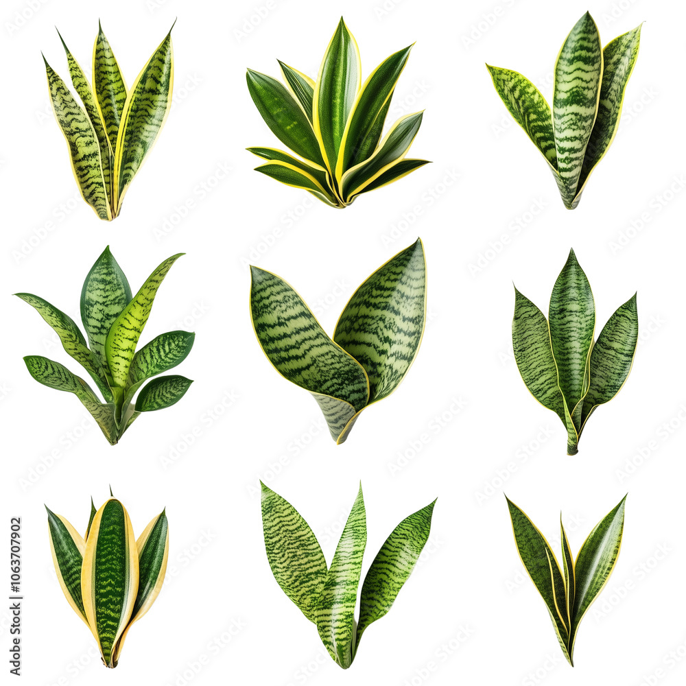 Sneck plants isolated on a transparent background and white background ...