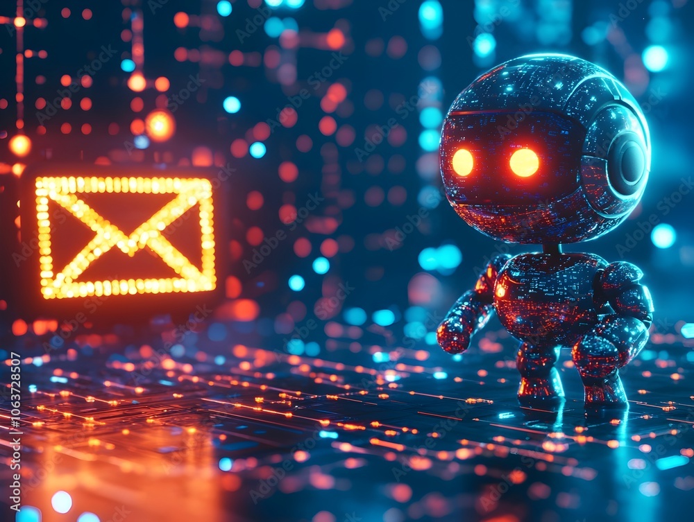 Security Bot Scanning and Flagging Phishing Email Icon for Fraud ...