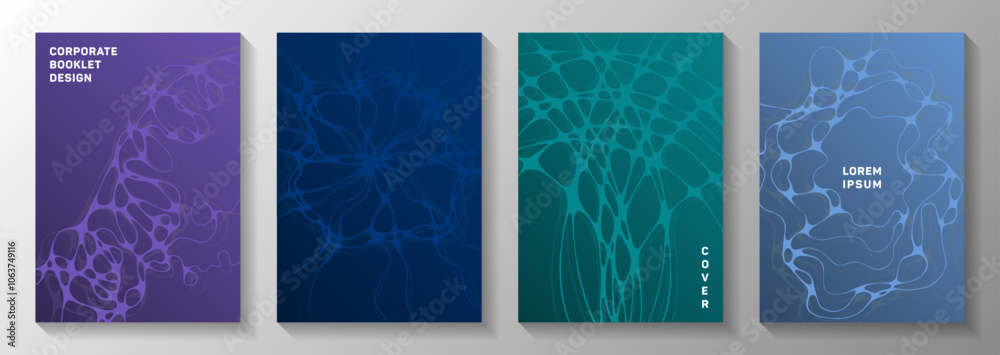 Pharmaceutical healthcare vector covers with neurons, synapses. Fluid ...