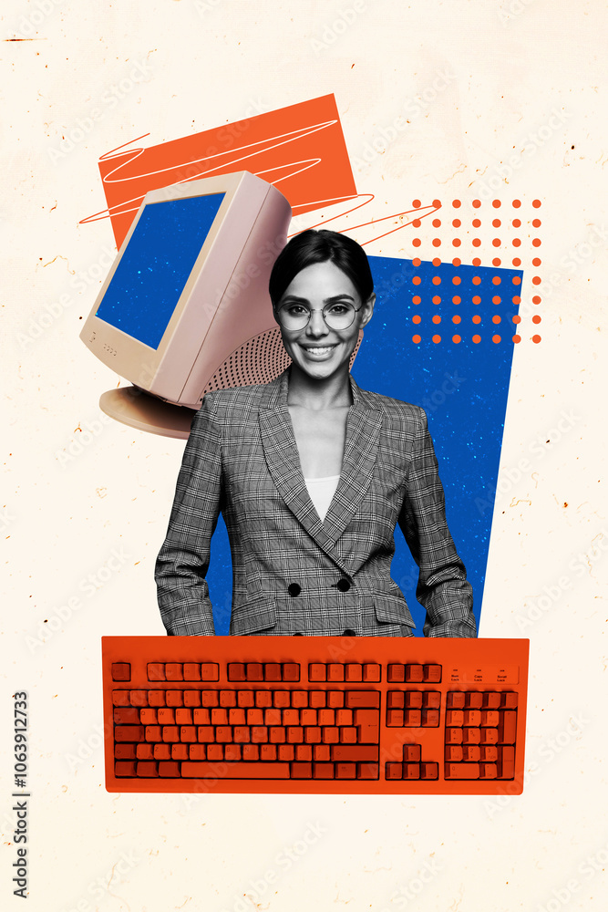 Composite trend artwork sketch image photo collage of young lady appear ...