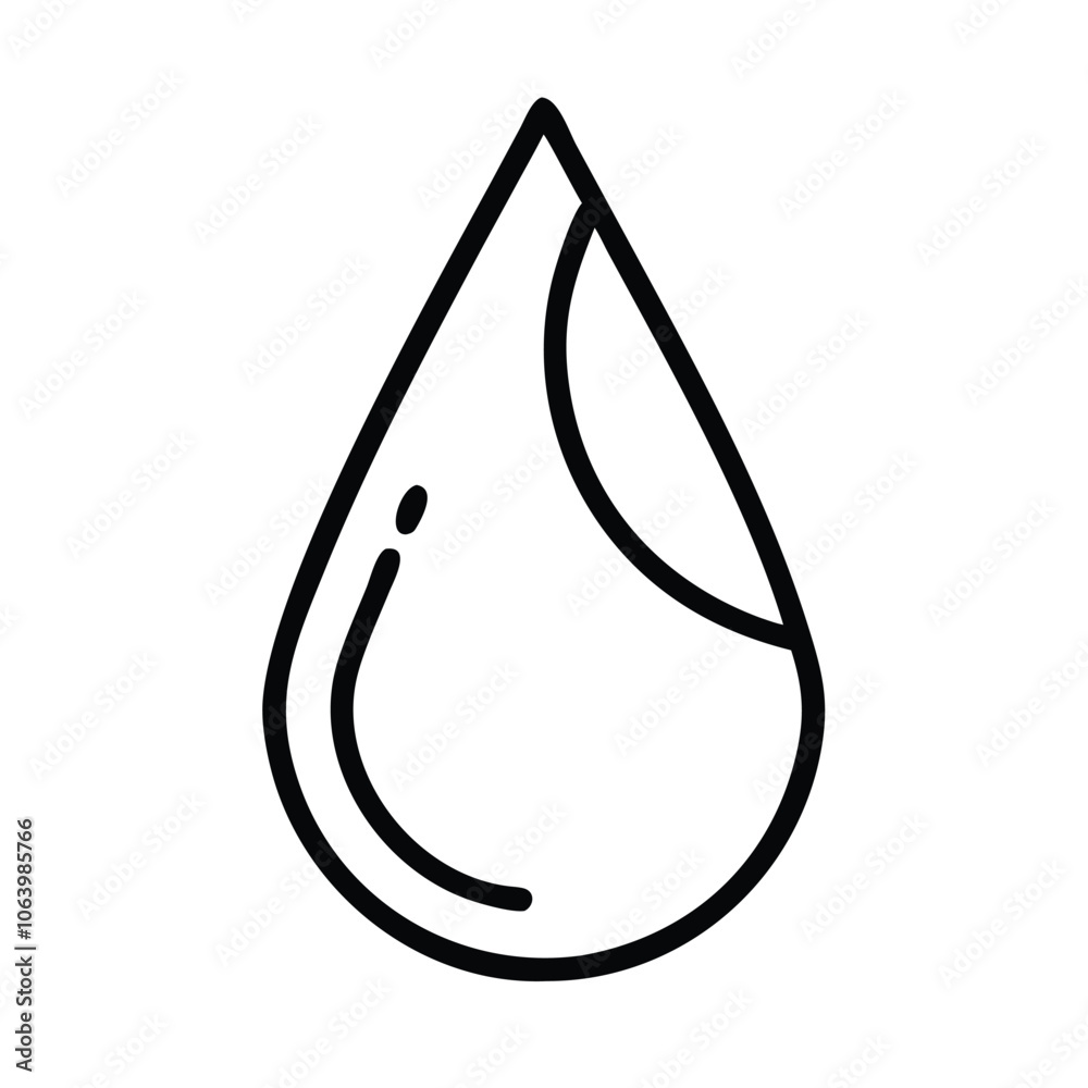 Simple water drop icon in black outline, Minimalist black outline of a ...