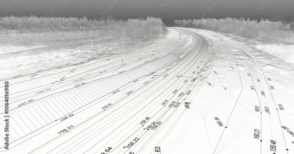 Digital terrain model obtained from lidar scanning results (BIM DTM ...