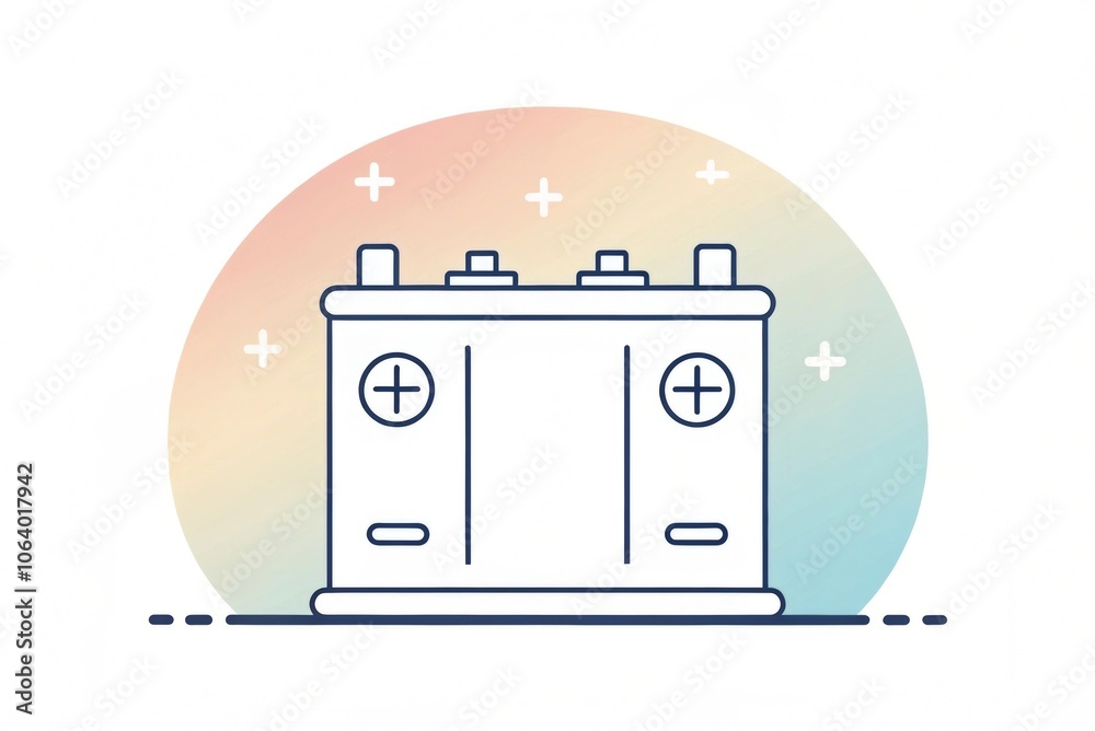 simple outline of battery terminals, flat design with no extra details ...