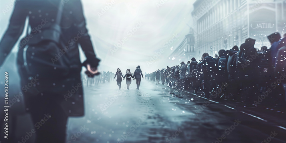 Unity March: Thousands of people holding hands and marching together ...