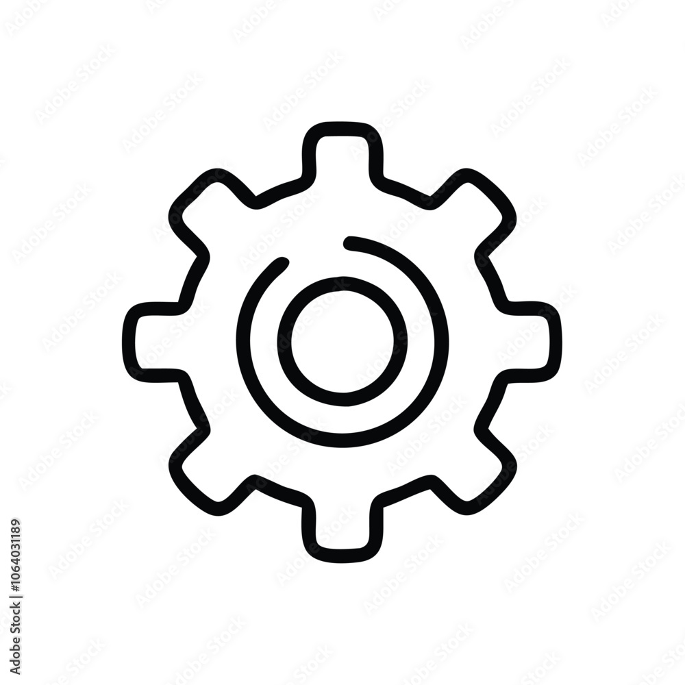 Basic gear icon in black outline, Minimalistic black outline of a ...
